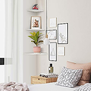 Ejoyous Wall Shelf, 3 Tier Wall Mount Corner Display Shelf Storage Rack Organizer Modern Decoration Hanging Shelf for Home Living Room Bedroom Office, White
