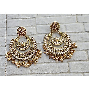 Saissa Gold Plated Bollywood Chandbali Boho Earrings Indian Jewelry for Women (Golden)