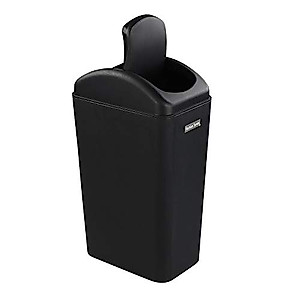 Cand 14 L Small Plastic Trash Can, Slim Swing Lid Trash Bins(Black)