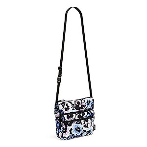 Vera Bradley Women's Cotton Utility Crossbody Purse, Plum Pansies - Recycled Cotton, One Size