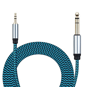 Hftywy 20 ft 3.5mm to 6.35mm TRS Stereo Audio Cable Headphone Adapter 1/8 to 1/4 Adapter for Guitar, Piano, Amplifiers, Home Theater Devices, or Mixing Console