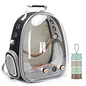Bird Carrier Cage, Bird Travel Backpack with Stainless Steel Tray and Standing Perch