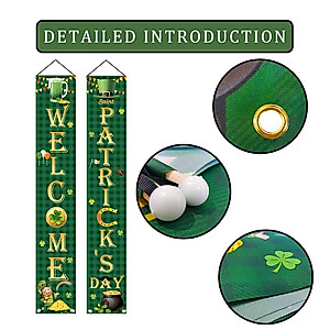 St. Patrick's Day Shamrock Porch Sign, Hanging Welcome Banner, St. Patrick's Day Decorations Outdoor Indoor, Home Party Hanging and Wall Decoration