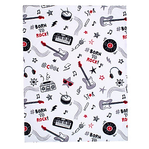 Lambs & Ivy Rock Star Baby Blanket - White, Modern