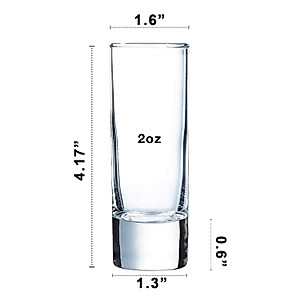 Farielyn-X Clear Heavy Base Shot Glasses 6 Pack, 2 oz Tall Glass Set for Whiskey, Tequila, Vodka