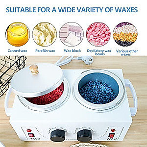DAORDAER Wax Warmer Professional Electric Wax Heater Hair Removal Adjustable Temperature Machine Facial Skin Body Hair Removal Tool Salon Hot SPA Wax Pot with 40PCS Wood Sticks (Single-Wax Warmer)