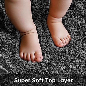 Ophanie 3x5 Rug, Bedside Preppy Dorm Area Rug, College Essentials Non Slip Grey Small Carpets for Bedroom, Anti Slip Fluffy Gray Living Room Rugs Home Decor Aesthetic, Nursery