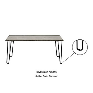 LAVISH HOME Modern Industrial Coffee Table with Hairpin Legs, 41 Inch, Gray