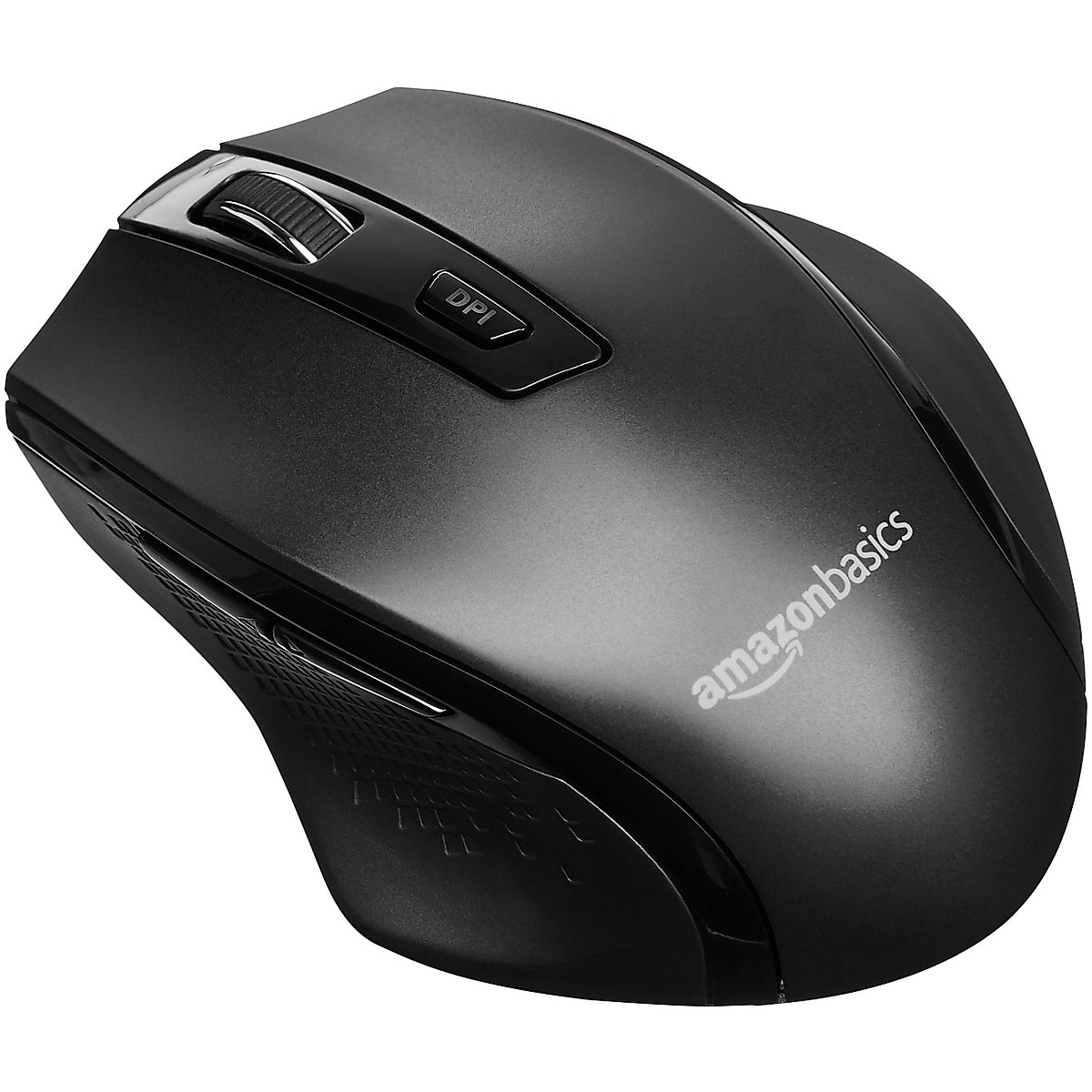 Amazon Basics Ergonomic Wireless PC Mouse - DPI Adjustable - Black & Gaming Computer Mouse Pad - Black