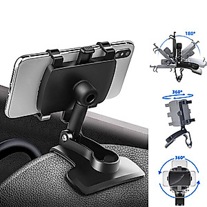 Peiiwdc Car Phone Holder Stand Universal Fit Sturdy Stand Save Space Easy to Operate Rotate Freely for Sun Mount Cell Phone Holder Clip Car Mount Clamp Dashboard