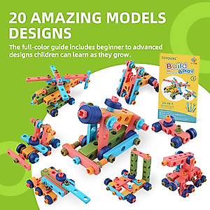 Erector Sets for Kids Ages 4-8, Easy Assembled 163 PCS Building Blocks, STEM Games for 4 5 6 7 8 Year Old Girls Boys Kids, Educational Building Toy STEM Kits with Tools, Design Guide, Storage Bin