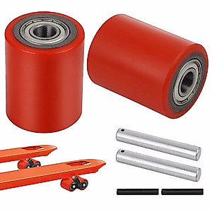 Homaisson 1 Pair Pallet Jack Load Wheels, Manual Pallet Jack Truck Wheels 3” x 3.75” with Bearings ID 20mm, Pallet Jack and Lift Truck Rear Wheel Replacement(1 Pair)