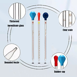 Thick Glass Graduated Dropper Pipettes with Caps Set of 5(1ml 2ml 3ml 5ml 10ml)