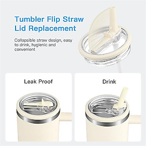 2 Pcs Tumbler Flip Straw Lid Replacement fit for 40 oz Stanley Quencher Cup, Leak-Proof Covers Perfect Fit for Stanley Travel Tumbler