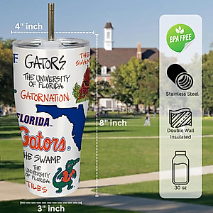 University of Florida 30oz Stainless Steel 3D Icon Travel Mug – High Performance Double-Walled Thermos w/Convertible Lid & Straw – Insulated Decorative NCAA Beverage Tumbler – For Hot or Cold Drinks