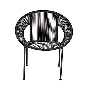 Deco 79 Contemporary Plastic Rattan Oval Outdoor Chair, 29" x 23" x 30", Black