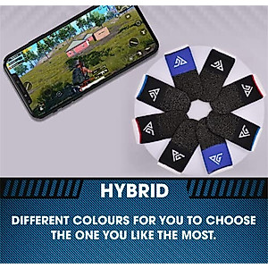 Progameplays Finger Sleeves for Gaming, Pubg Cod Mobile Phone, Breathable, Anti Sweat, Anti Dryness, Gaming Phone Compatible, Ultra Sensitive Finger Gloves (Hybrid, Black Edge)