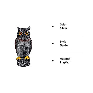 Hausse Fake Owl Decoy Bird Scarecrow Sculpture, 13.6 Inch Plastic Horned Owl Bird Deterrents, Garden Protectors, Halloween Outdoor Decoration, Large Nature Enemy Pest Repellent for Outdoor Garden Yard