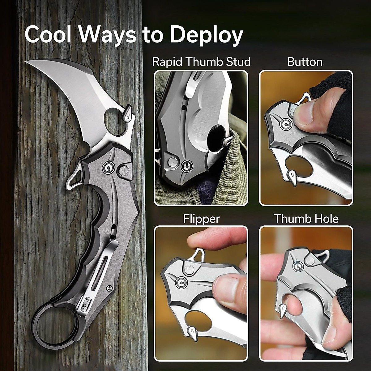 CIVIVI Incisor II Pocket Folding Knife for EDC, Karambit Knife with 2.02" Nitro-V Blade Aluminum Handle C16016B-3