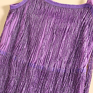 Kids Sequin Fringe Dress Sparkling Tassel Sleeveless Dress Little Girls Dance Wear Party Latin Dance Dress 1-6T (Purple, 5-6 Years)