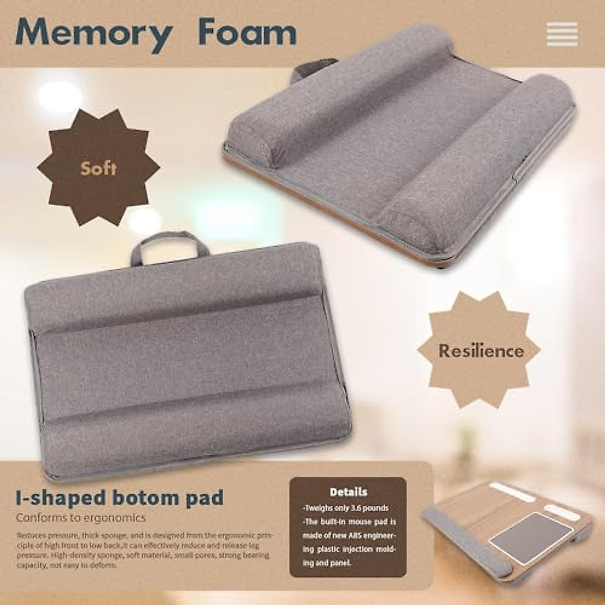 SFANDFF Lap Desk Laptop Table Removable Laptop Holder Small Table Including Mouse pad Built-in Tablet and Mobile Phone Holder for 13-inch Computers (21.6x14.1in)