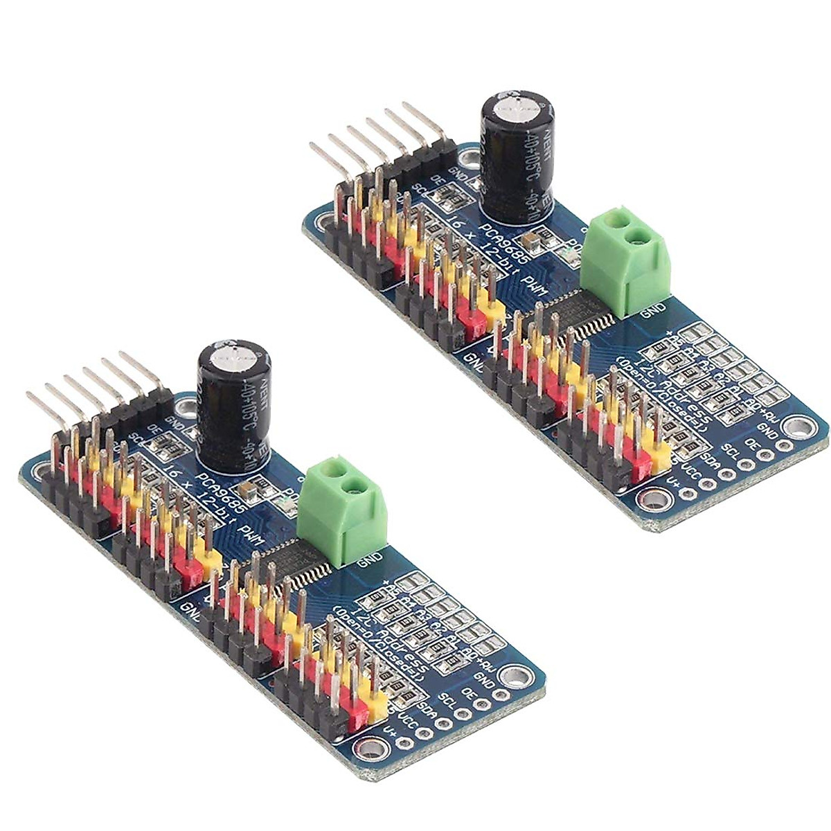 HiLetgo 2pcs PCA9685 16 Channel 12-Bit PWM Servo Motor Driver IIC Module for Arduino Robot