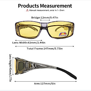 BOJOD Night Driving Glasses for Women Men Fits Over Anti Glare Polarized Night Vision Glasses for Nighttime Yellow Glasses