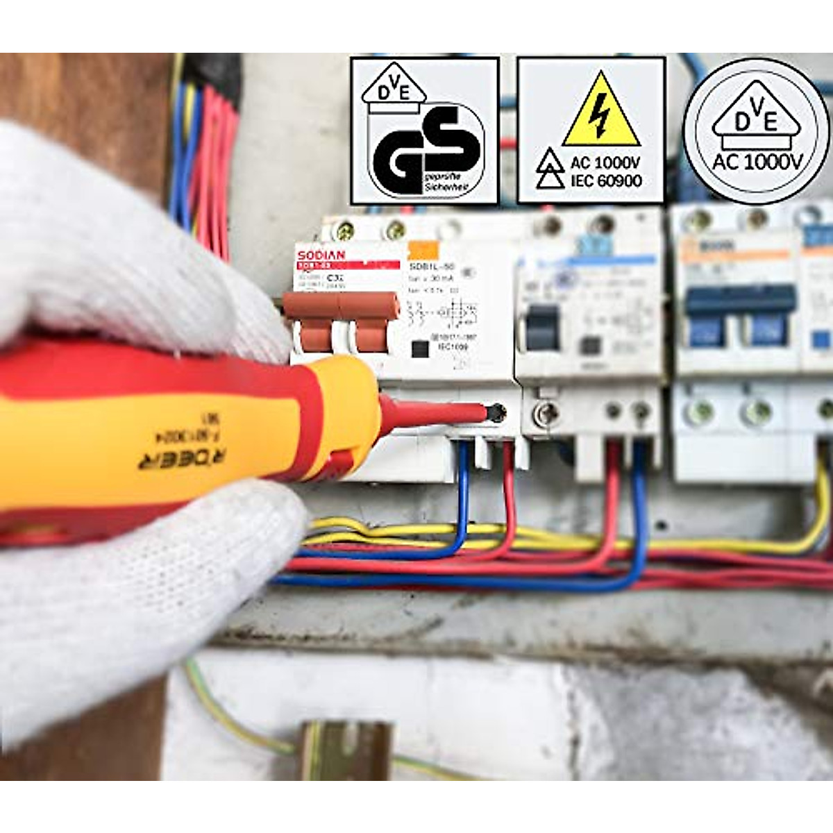 13 Piece Insulated Screwdriver Set R'deer Industrial Level 1000v Cr-V Magnetic Slotted Phillips Pozidriv Torx Electrician Tool Kit