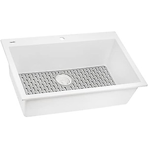Ruvati 30 x 20 inch Drop-in Topmount Granite Composite Single Bowl Kitchen Sink epiGranite - Arctic White - RVG1030WH
