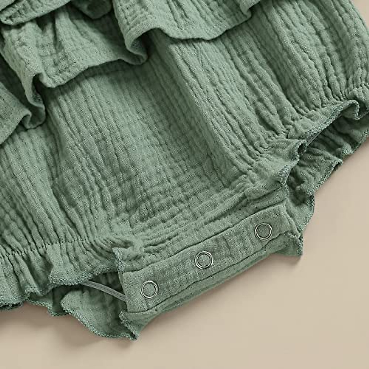 Veurshop Newborn Baby Girls' Summer Clothes One Piece Rompers Cute Sleeveless Jumpsuit Outfit with Headband (Green,12-18 Months)