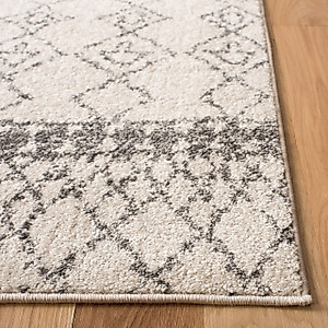 SAFAVIEH Tulum Collection Accent Rug - 2' x 5', Ivory & Grey, Moroccan Boho Distressed Design, Non-Shedding & Easy Care, Ideal for High Traffic Areas in Entryway, Living Room, Bedroom (TUL229A)