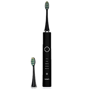 Voom Sonic Pro 7 Series Rechargeable Electronic Toothbrush, Advanced Oral Care Technology, 2-Minute Timer w/Quadrant Pacing, 5 Adjustable Speeds, Magnetic Levitation, 100% Waterproof, Black (VM-20946)