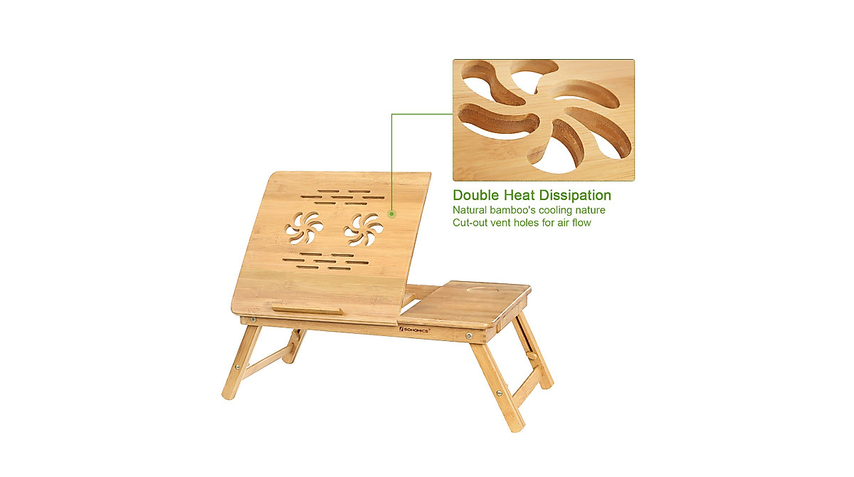 SONGMICS Bamboo Laptop Desk - Adjustable, Eco-Friendly & Multi-Purpose