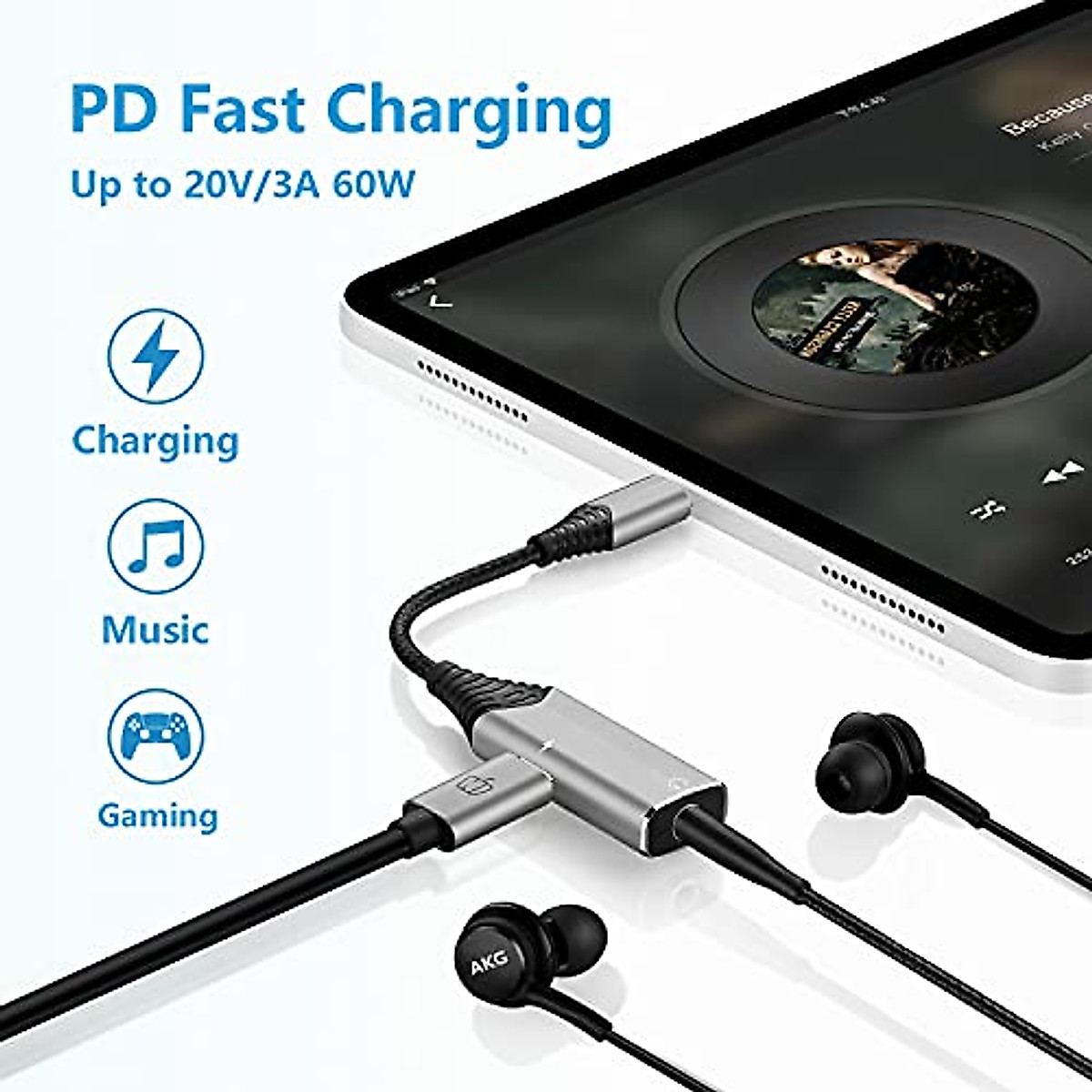 PEPPER JOBS USB-C to 3.5 mm Headphone Jack Adapter, C2PDA Plus 2-in-1 Fast Charging Adapter, Compatible with Samsung Galaxy Note S21 Series/20 Ultra/Note 20/S20 Series, Huawei, Google Pixel and More