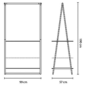 Brabantia - Linn Clothes Rack - Multi-Functional - Space Saver - Adjustable Shelves - Wardrobe Hanging - Drying Rack - Freestanding - Stable - White - Large