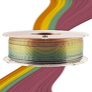 Silk Shiny Fast Color Gradient Change Rainbow Multicolored 3D Printer PLA Filament - 1.75mm 3D Printing Material 1kg 2.2lbs Spool, Widely Compatible for FDM 3D Printer with One Bottle Tool by TTYT3D