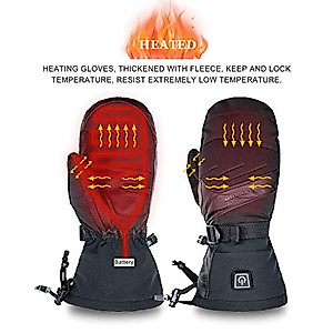 MOUNT TEC Explorer 3 Rechargeable Electric Battery Heated Ski Glove Mitten Snowboard Gloves for Women & Men Heated Gloves Mitten for Hunting Fishing Hiking (Black, XS)