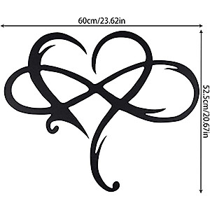 AOOLVY Infinity Heart Wall Decor, Unique Infinity Heart Metal Art Wall Decor Love Sign Steel Wall Plaques Bedroom Ornaments for Home Wedding Decor, Room Living Room Decoration (Black, 23.6x20.6inch)
