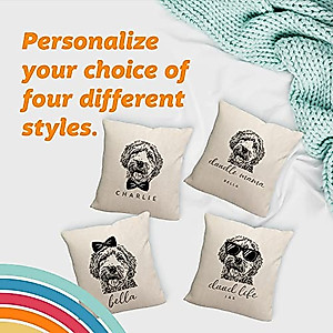 Pattern Pop - Personalized Doodle Throw Pillow - 18”x18” Dog with Glasses Pillow - Great for Gifting - Pillow Personalized for You - Made to Celebrate Your Pup - Linen