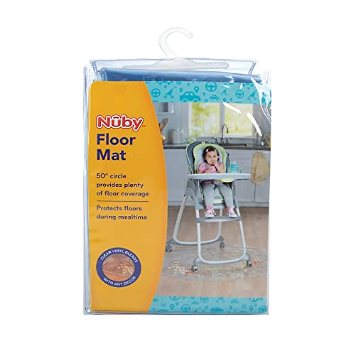 Nuby Floor Mat, Clear Circle, Protect Floors from Spills & Messes, Waterproof, 50"
