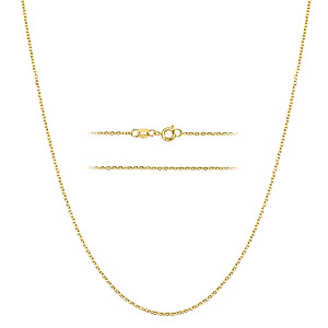 KISPER 24k Gold Cable Link Chain Necklace – Thin, Dainty, Gold Plated Stainless Steel Jewelry for Women & Men with Spring Ring Clasp, 18”