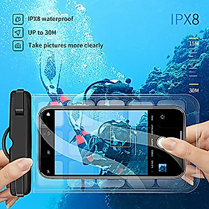 2021 Upgrade Universal Waterproof Phone Case, Pressure Grid Design, More sensitive IPX8 Waterproof Phone Bag, Compatible with iPhone 12 Pro 11 Pro Max XS Max XR X 8 7 Samsung Galaxy up to 7 Inches