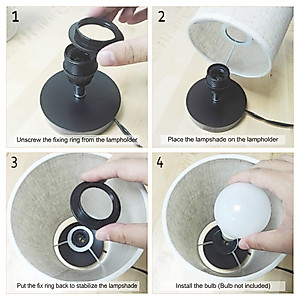 lifeholder Table Lamp, Bedside Nightstand Lamp, Simple Desk Lamp, Fabric Wooden Table Lamp for Bedroom Living Room Office Study, Cylinder Black Base