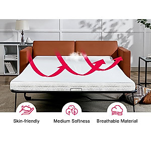 MUZZ Pull Out Couch Queen, Modern Leather Sleeper Sofa Bed with Foldable Foam Matress, 2 in 1 Pull Out Sofa Bed for Living Room, Apartment, Office (Queen/Cognac)