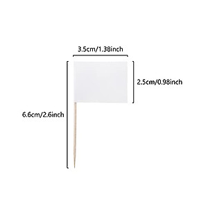 100 Pieces Blank Toothpick Flags Cheese Markers Food Labels for Party Buffet Cheese Labels for Charcuterie Board Cocktail Picks for Appetizers (White)
