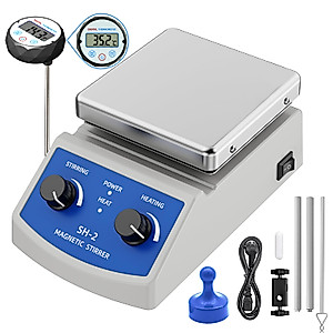 Magnetic Stirrer Hot Plate w/Thermometer, Magnetic Stir Plate w/Stir Bar Retriever, Max.520℉ Hot Plate Stirrer, 100~2000RPM Magnetic Hotplate Stirrer w/Stir Bar n Support Stand