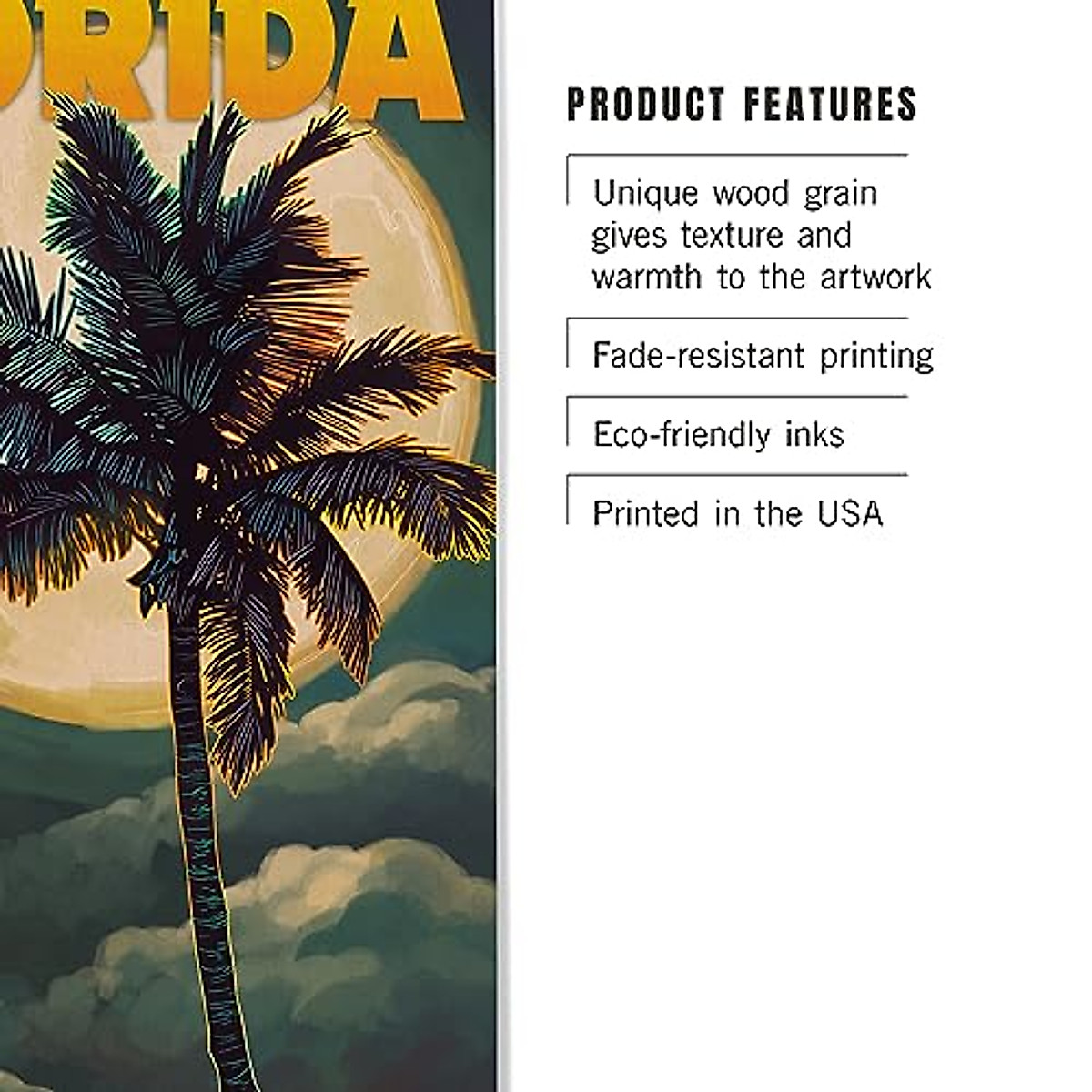 Lantern Press 6x9 Inch Wood Sign, Ready to Hang Wall Decor, Florida Keys, Palms and Moon