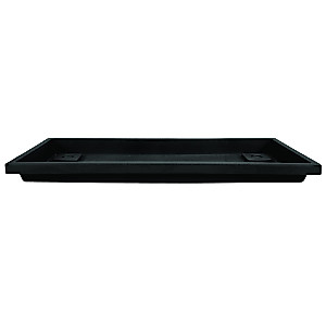 The HC Companies 23.5 Inch Venetian Rectangular Plant Saucer - Indoor Outdoor Plastic Plant Trays for Pots - 23.5"x7.5"x1.3" Black