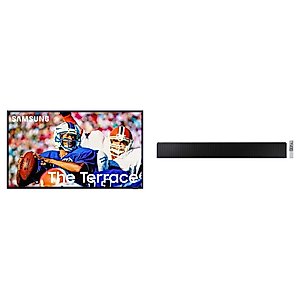 Samsung | 75” | LST9T | The Terrace Full Sun | QLED 4K | Smart TV | 2021 & SAMSUNG HW-LST70T 3.0ch The Terrace Soundbar w/Dolby 5.1ch - Compatible with Alexa, Titan Black (2020)
