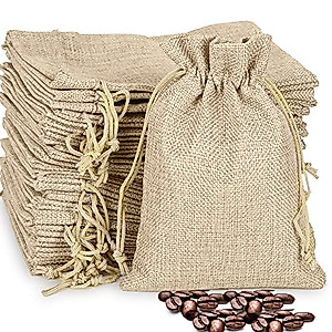 Gudecor 50PCS Heavier Burlap Gift Bag with Drawstring, 5x7 inch Burlap Bags, Reusable Small Gift Drawstring Bags,Natural Linen Sacks Jute Bag for Wedding Favors Party DIY Craft Jewelry Pouch